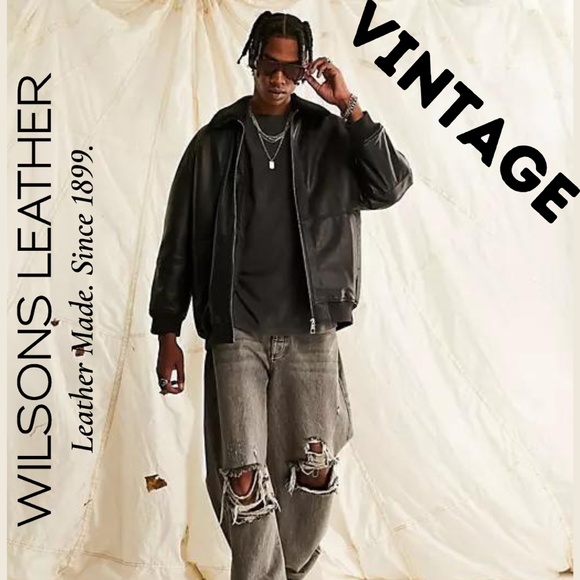 Wilsons Leather | Jackets & Coats | Vintage Mens Black Wilsons Leather ...